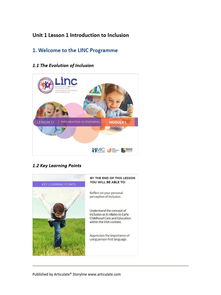 Unit 1 Lesson 1 Introduction To Inclusion | PDF