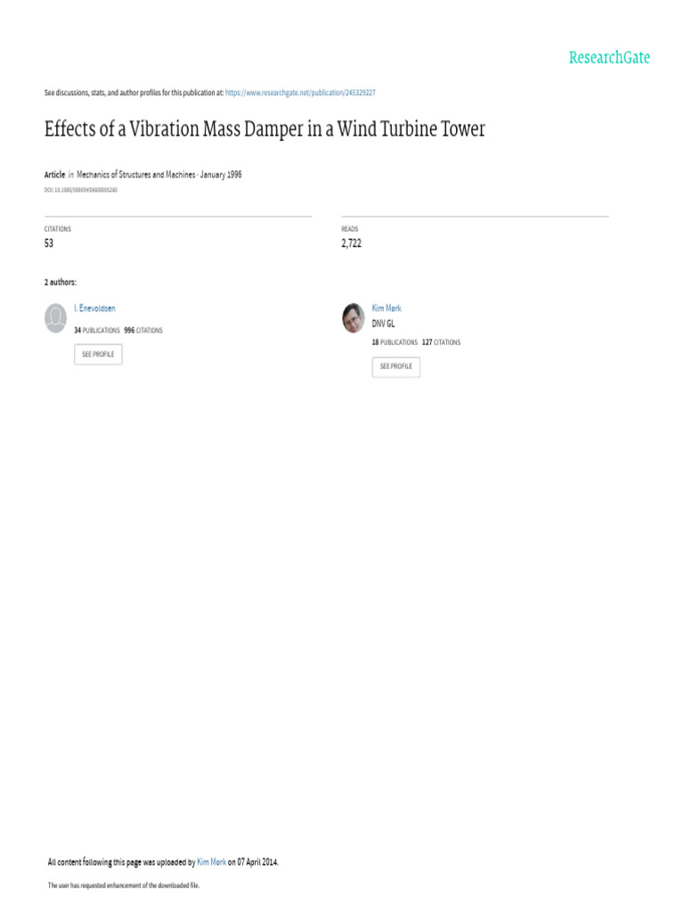 Vibration Mass Damper in Wind Turbines | PDF