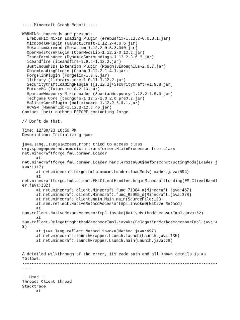Minecraft Mod Crash Debugging | PDF | Java (Programming Language) | Computing