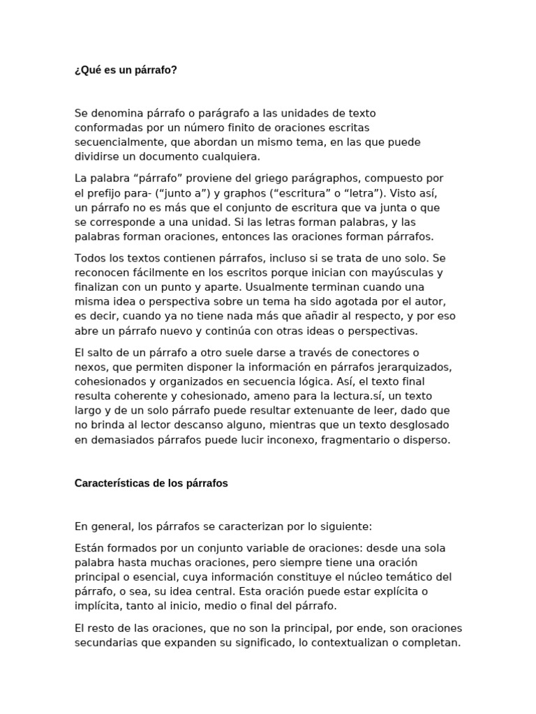Qué Es Un Párrafo | PDF | Párrafo | Escritura