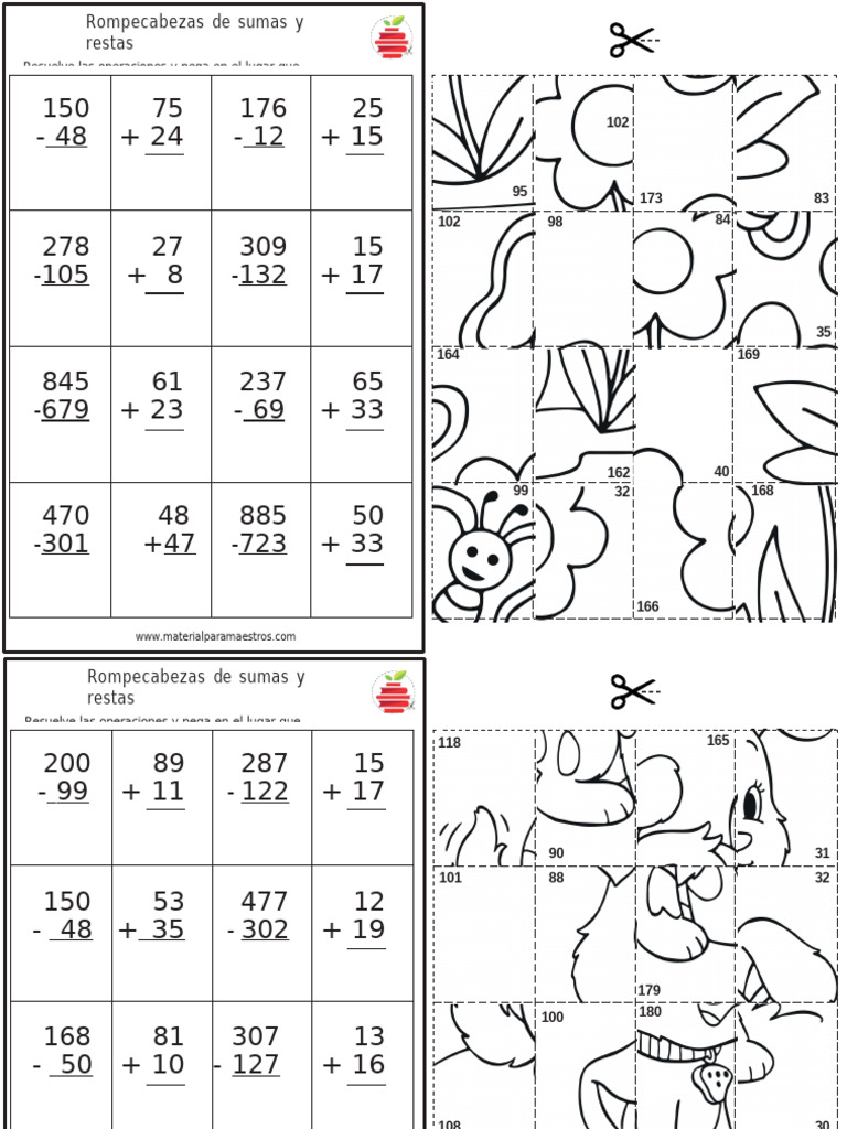 Rompecabezas de Sumas y Restas | PDF