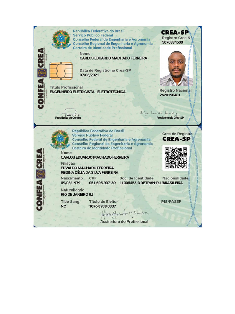 Carteira Conselho de Classe Crea - FRT e Ver | PDF