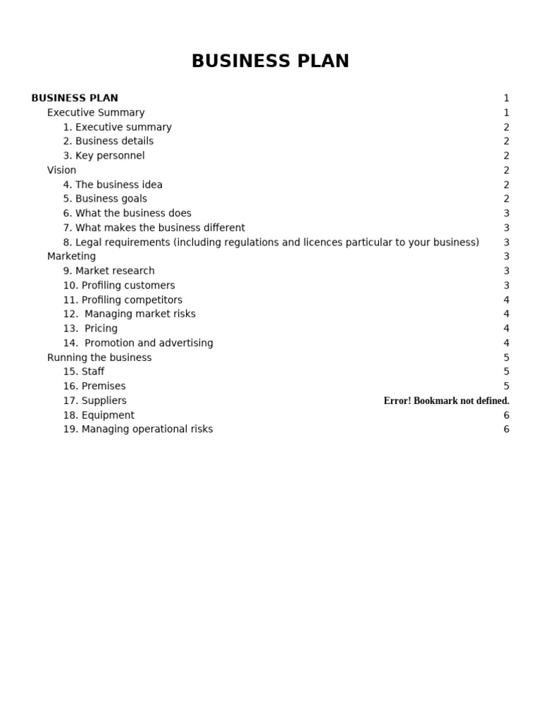 Business Plan - Blank Template | PDF | Business | Prices