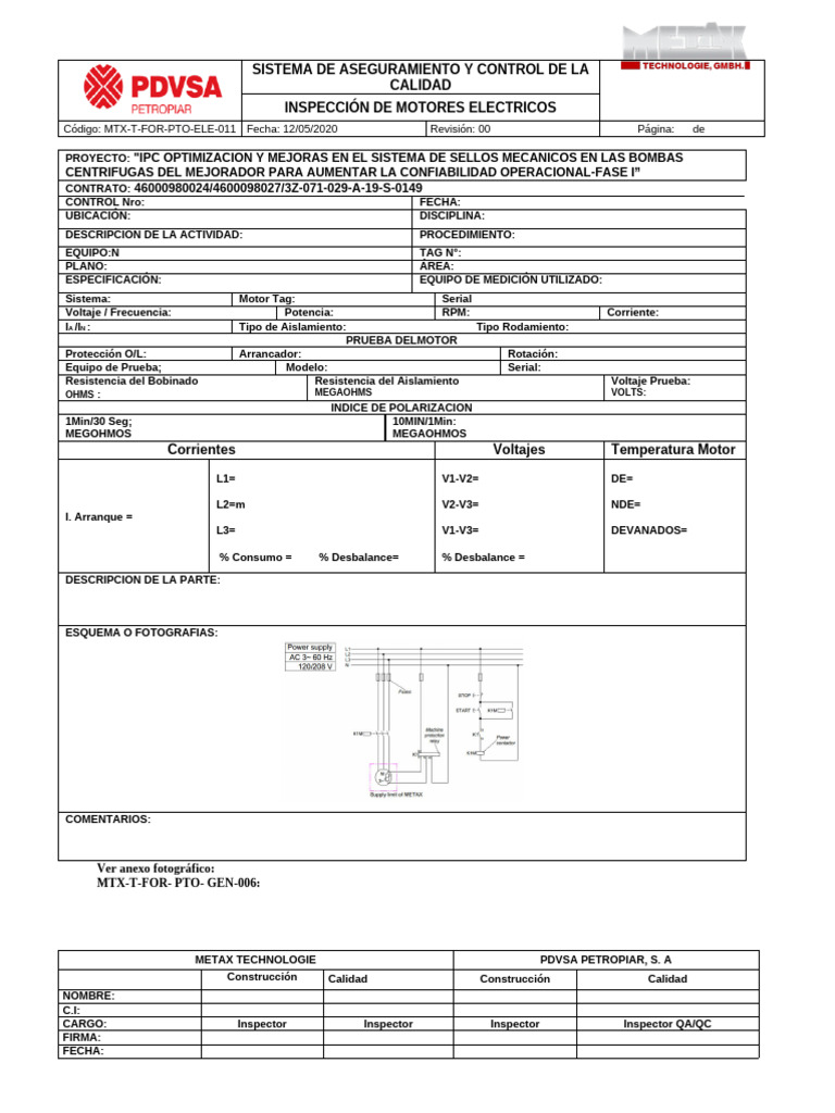 Mtx t for Pto Ele 011_00 Inspeccion de Motores Electricos | PDF | Cantidades fisicas | Bienes ...