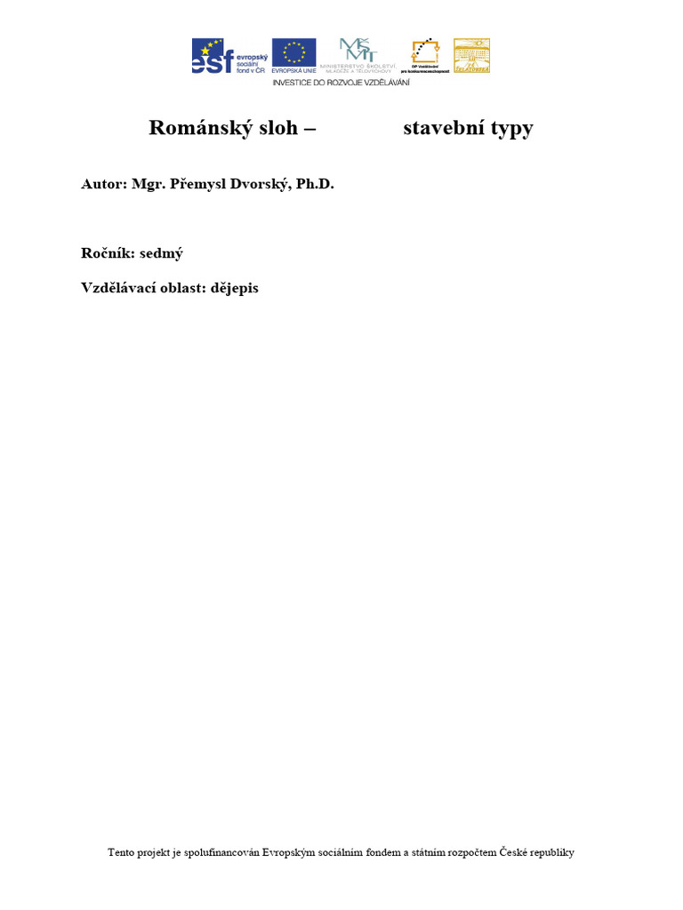 2824248034vy 32 Inovace 453 Romansky Sloh Znaky A Stavebni Typy | PDF