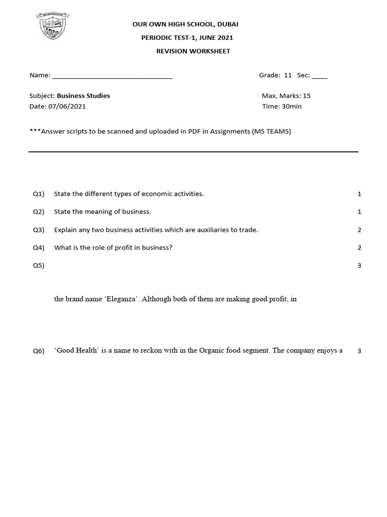 Revision WS PT1 GR11 BS | PDF | Economies