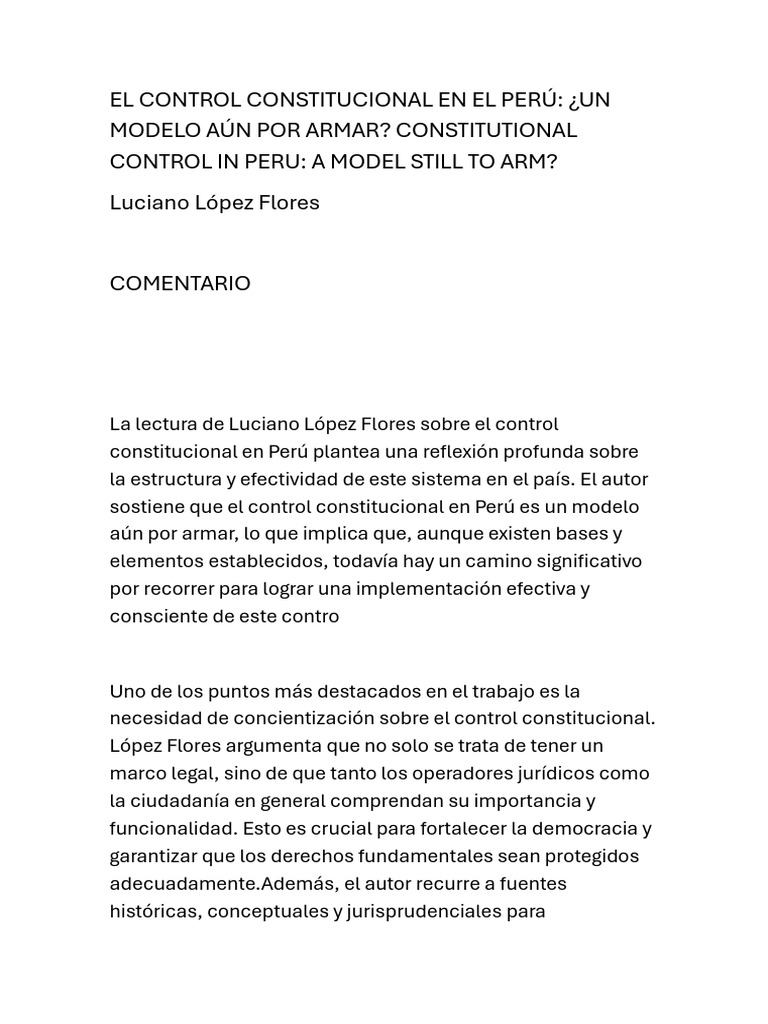 El Control Constitucional en El Perú | PDF | Política | Ciencia y ...