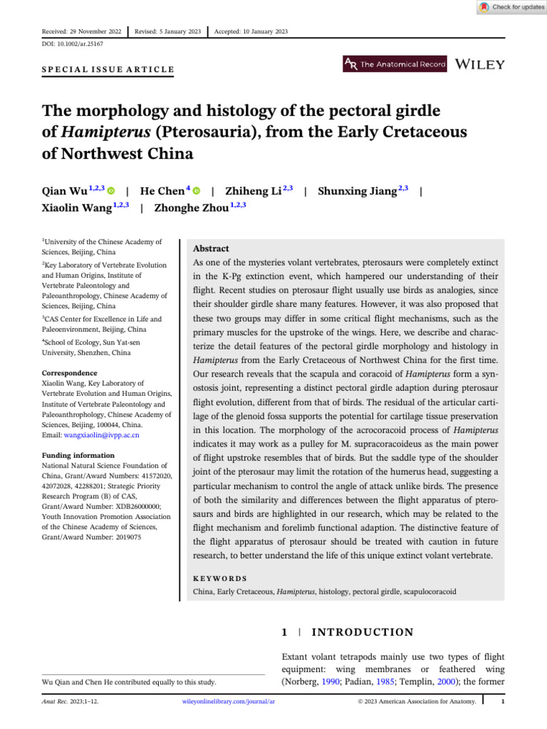2023 - The Morphology and Histology of The Pectoral Girdle of ...