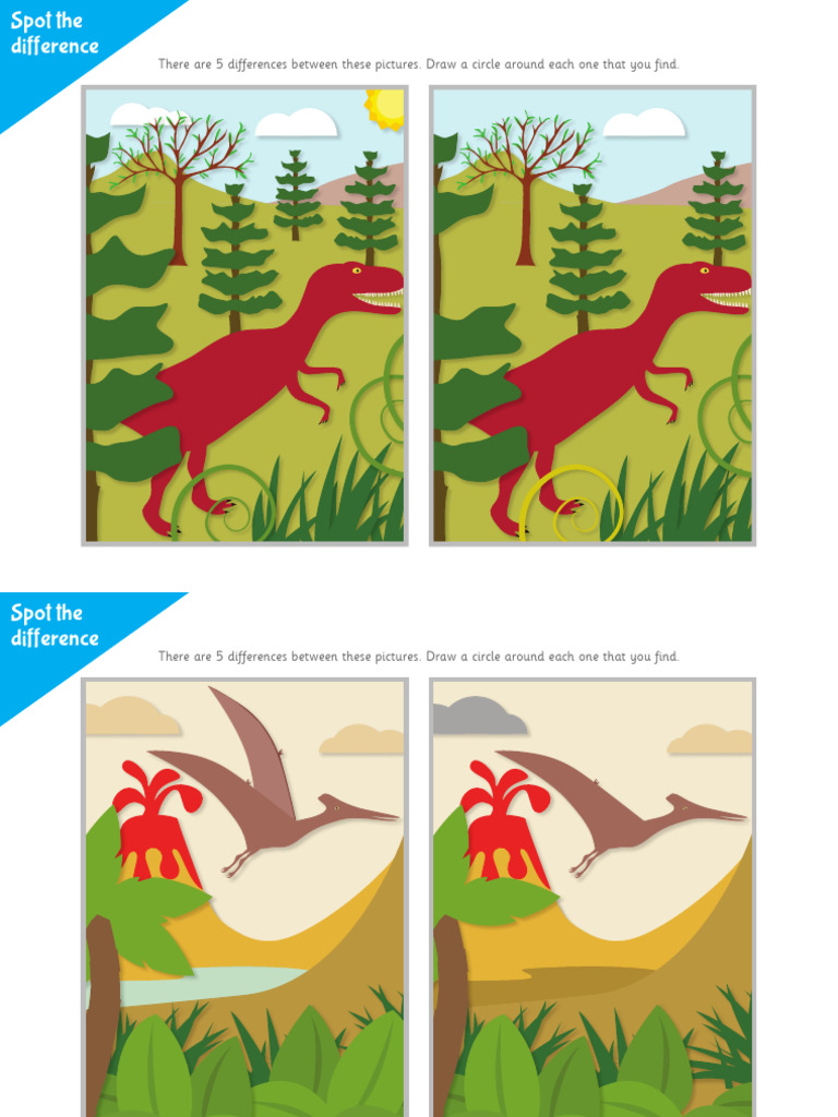 Dinosaur Spot The Difference | PDF | Sports & Recreation | Language ...