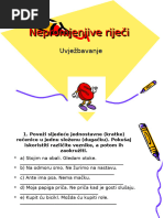 Vjezba Nepromjenjive I Promjenjive Vrste Rijeci | PDF