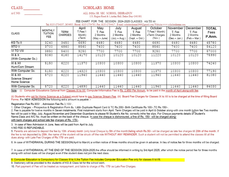 Velammal School Fee Structure 2024-25 | PDF | Fee | Cheque