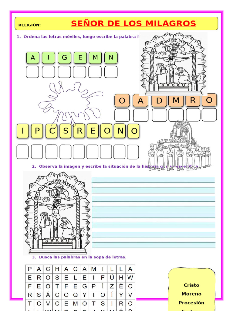 U7 S1 Ficha D2 Religión Señor de Los Milagros | PDF