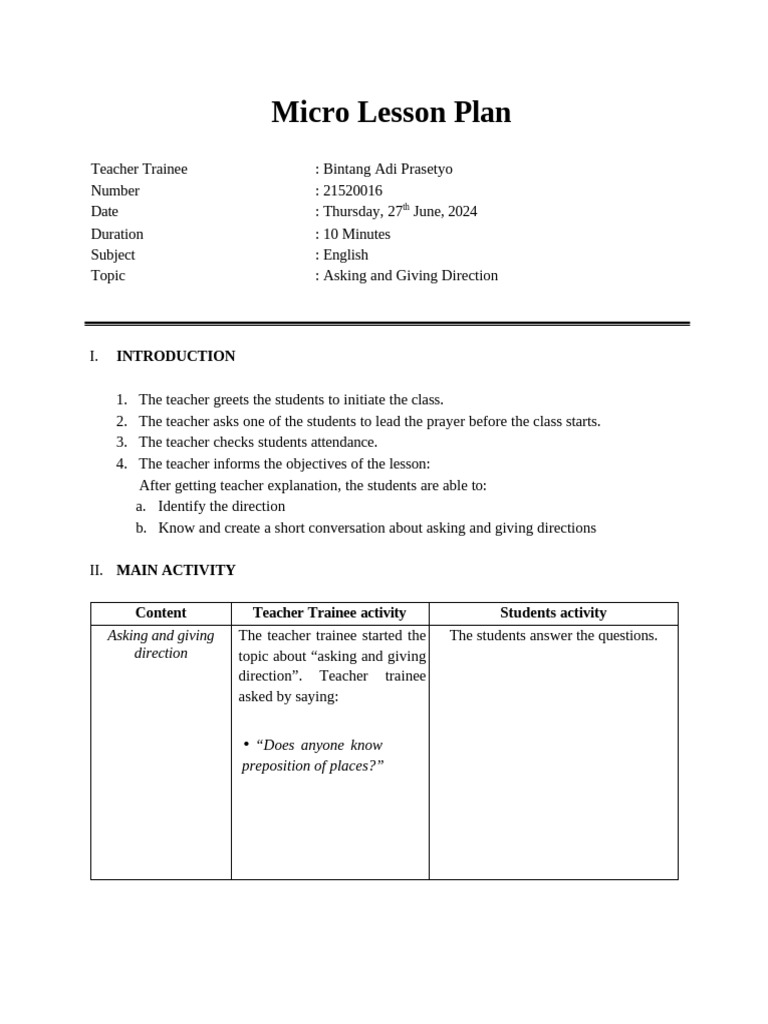 (HASYA) Microteaching Lesson Plan UAS Legend | PDF | Pedagogy | Teaching