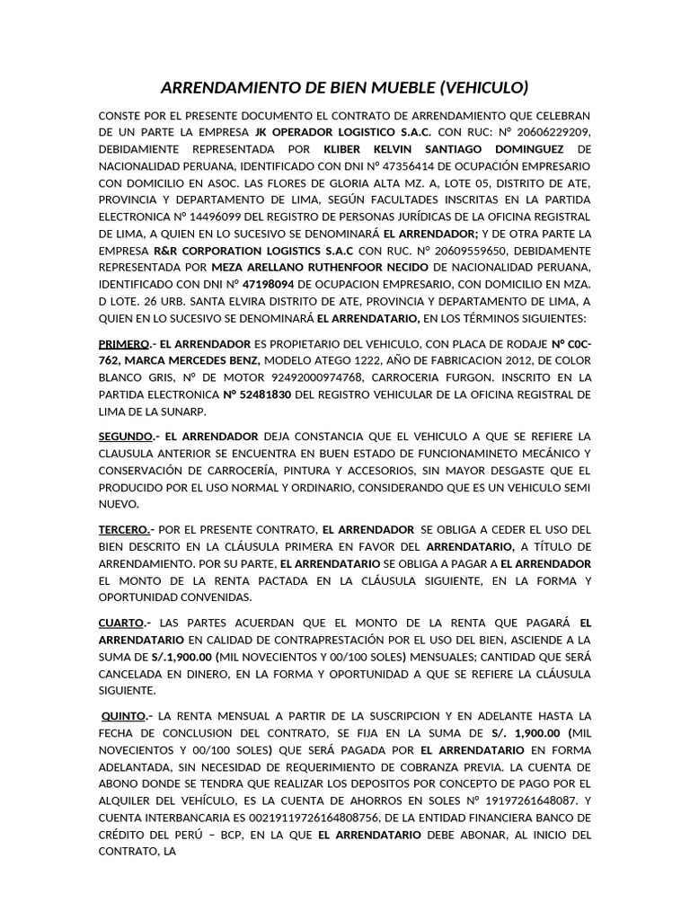 Arrendamiento de Bien Mueble | PDF | Arbitraje | Ley común