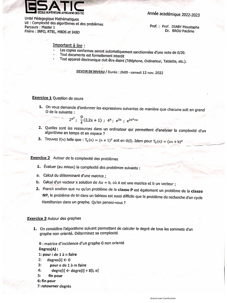 Devoir Complexite 2022-2023 | PDF