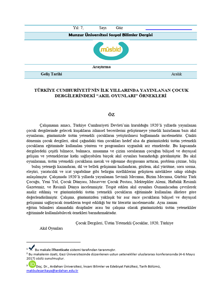 T - RK - Ye Cumhur - Yet - N - N - LK Yillarinda Yayinlanan - Ocuk Derg - L... | PDF