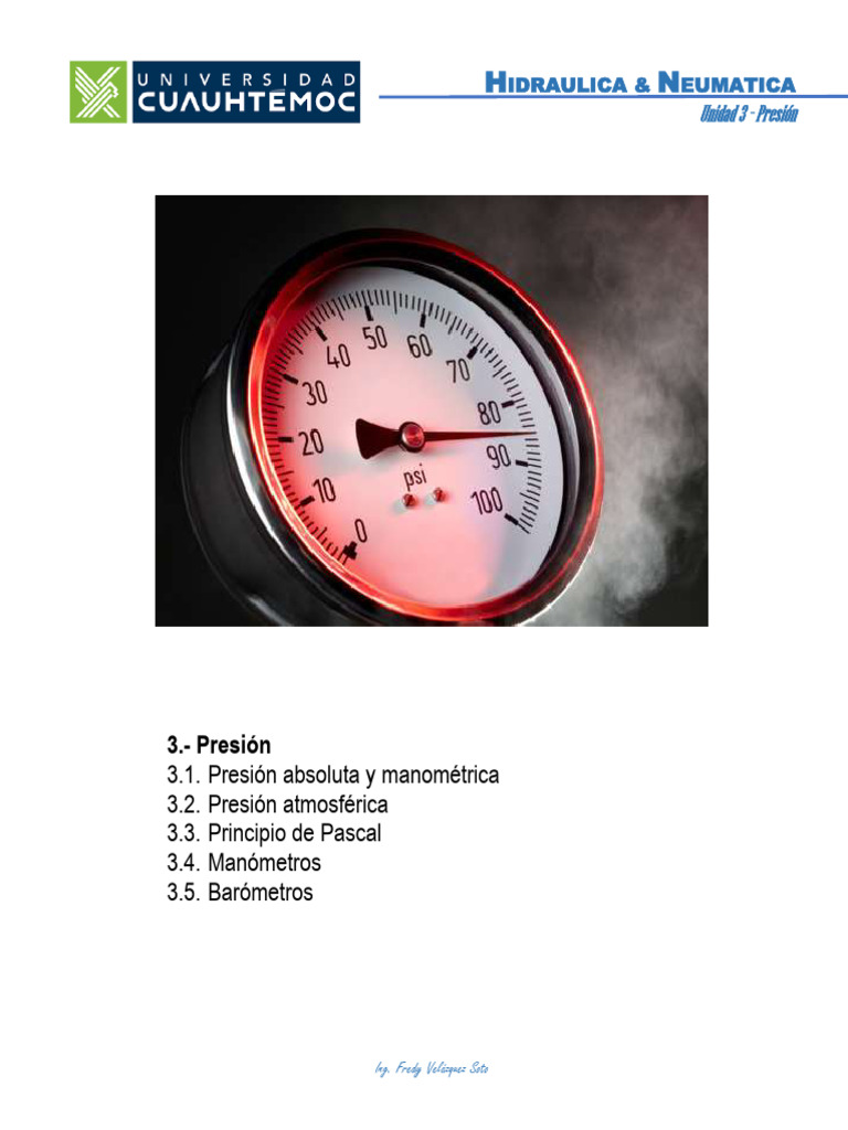 Teoría Unidad 3 - Presión | PDF | Pascal (Unidad) | Presión
