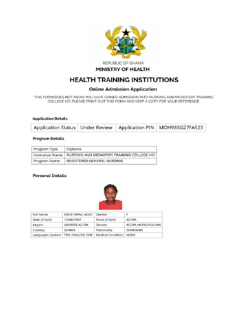MOH APPLICATION FORM | PDF
