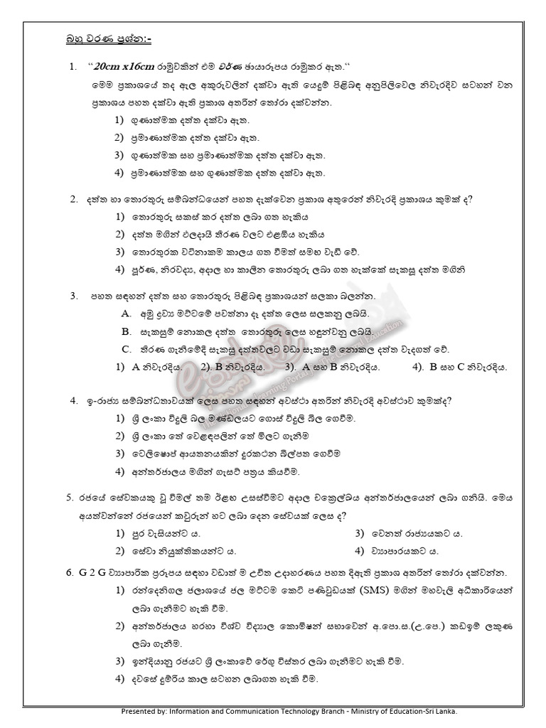 Sg10 Ict Chap1 Data Mcq | PDF