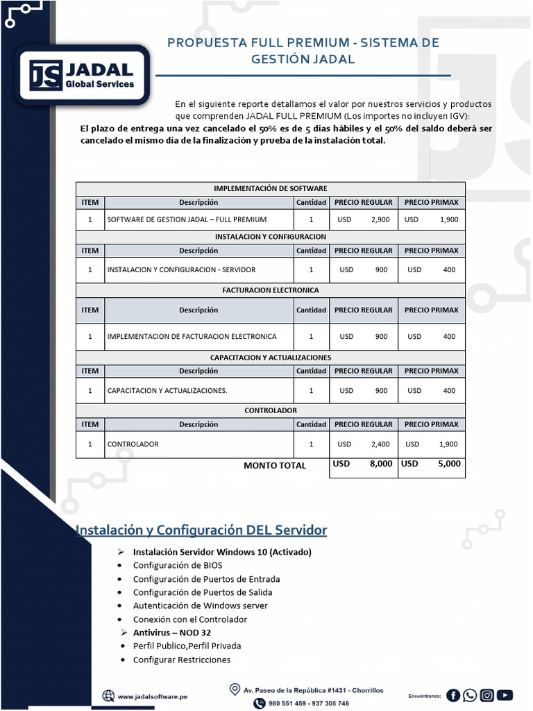 Propuesta Jadal Full Premium | PDF | Tarjeta de crédito | Informática
