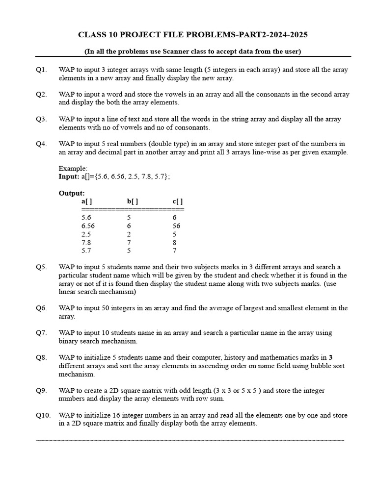 Class 10 Project File Problems-Part2-2024-2025 | PDF