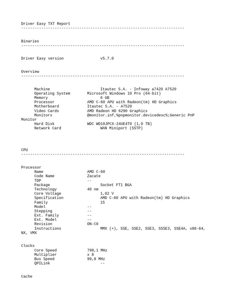 Dados Notebook Nforway | PDF | Computer Hardware | Computer Architecture