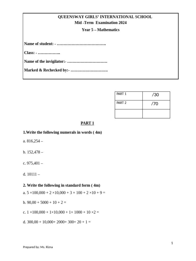 Grade 5 Maths | PDF | Mathematics | Arithmetic