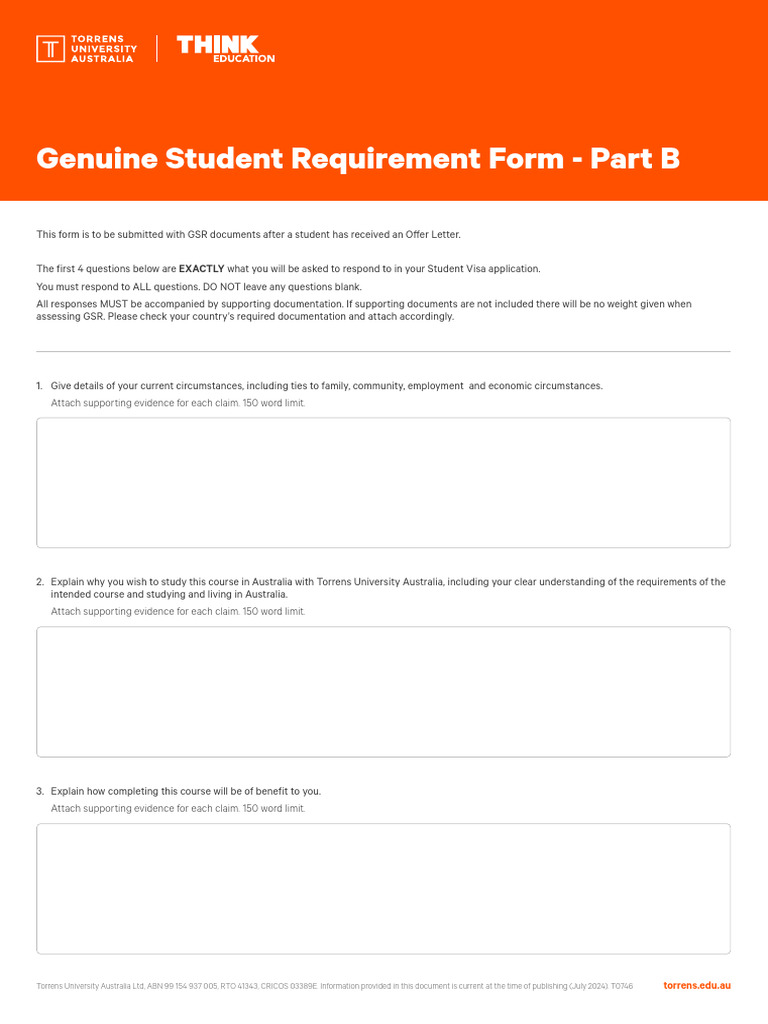 TUA International GSR Form PART B | PDF | Public Health | Science