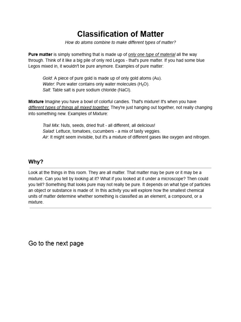 Classification of Matter 1 | PDF | Chemical Substances | Chemical Compounds