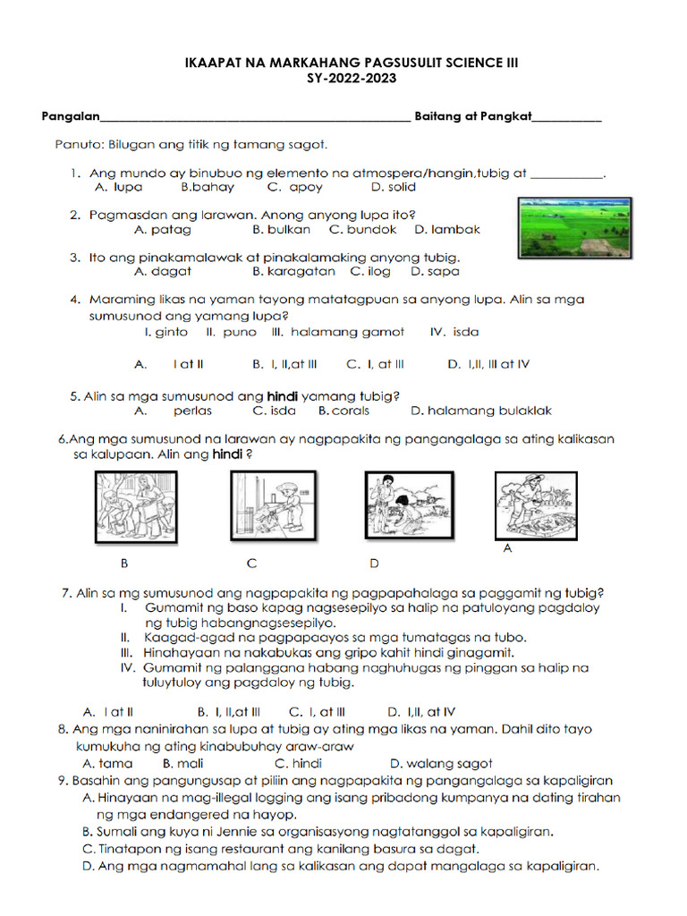 SCIENCE 3 4th QTR Test | PDF