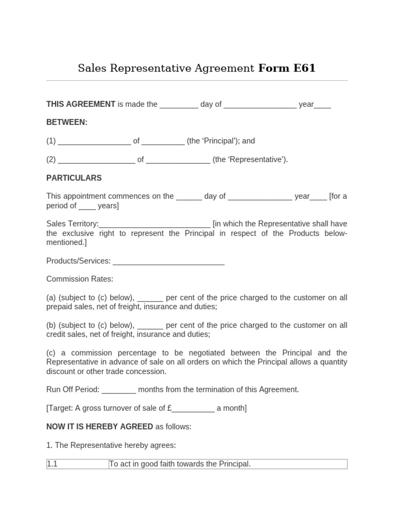Sales Rep Agreement | PDF | Law Of Agency | Indemnity