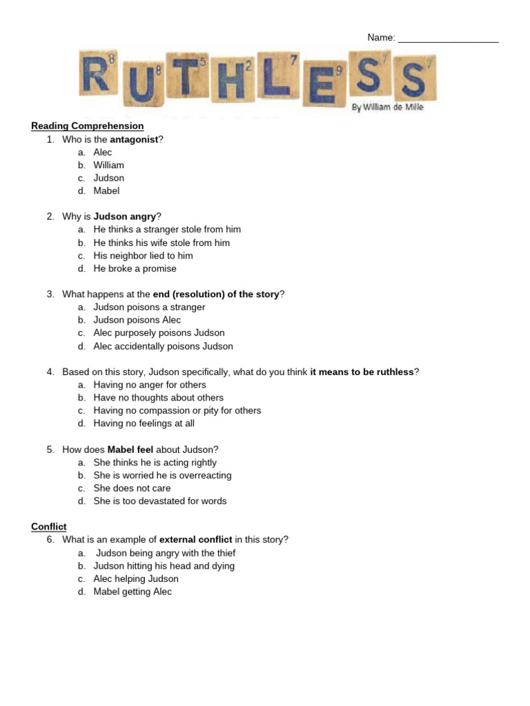 Day 1 - Ruthless Quiz | PDF | Language Arts & Discipline | Mystery ...