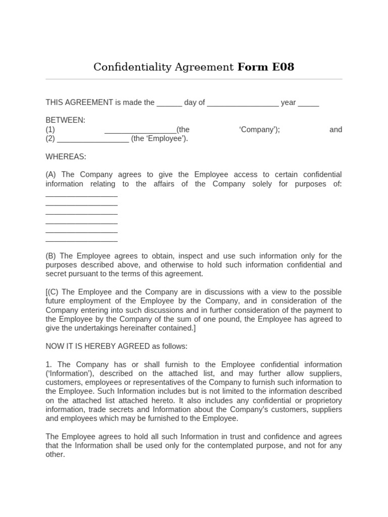 Confidentiality 1 | PDF | Trade Secret | Breach Of Contract