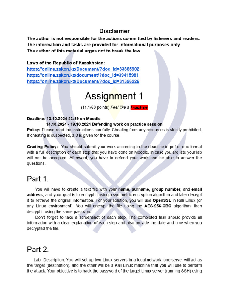 Assignment 1.docx | PDF | Encryption | Password