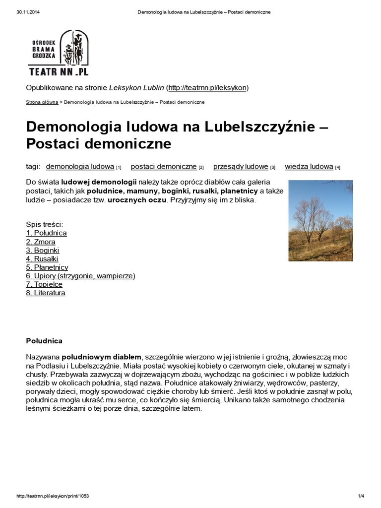 Demonologia Ludowa Na Lubelszczyźnie - Postaci Demoniczne | PDF