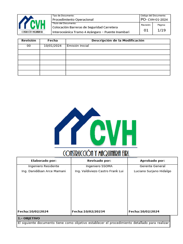 Po - CVH 01-2024 Hincado de Guardavia | PDF | Tornillo