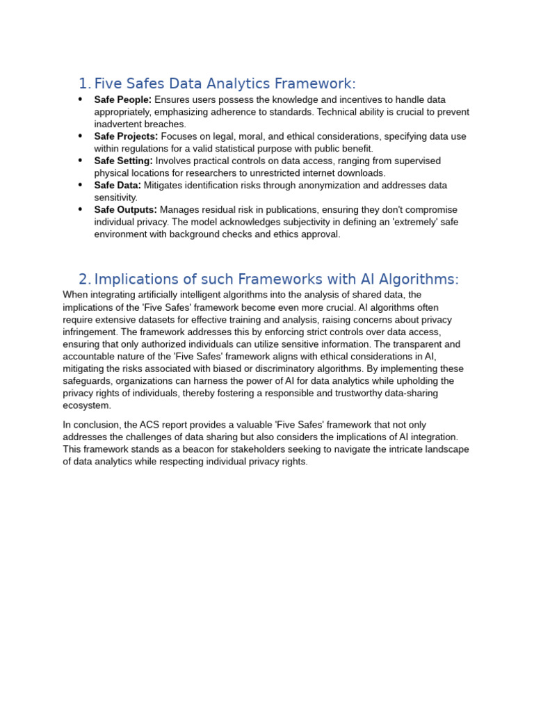 Five Safes Data Analytics Framework:: Safe People | PDF