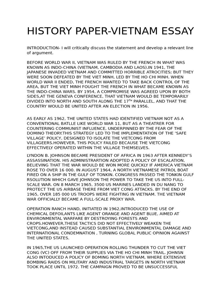 Vietnam War: A Historical Analysis | PDF | Viet Cong | Vietnam War
