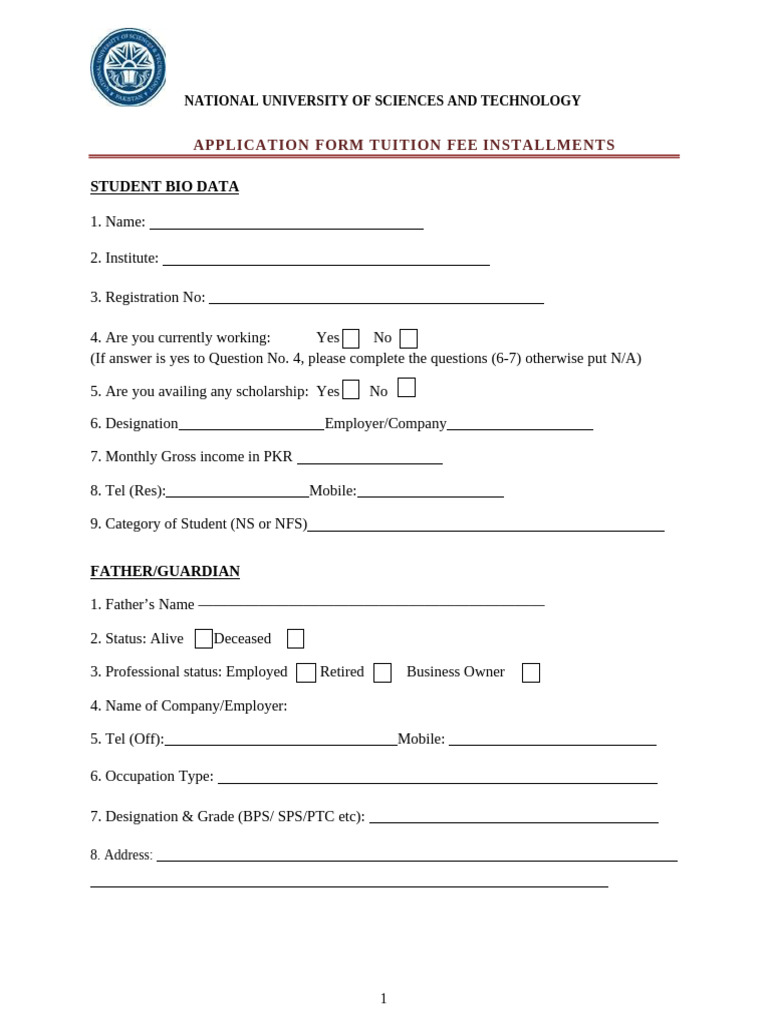 Installments-Application Form | PDF | Finance & Money Management