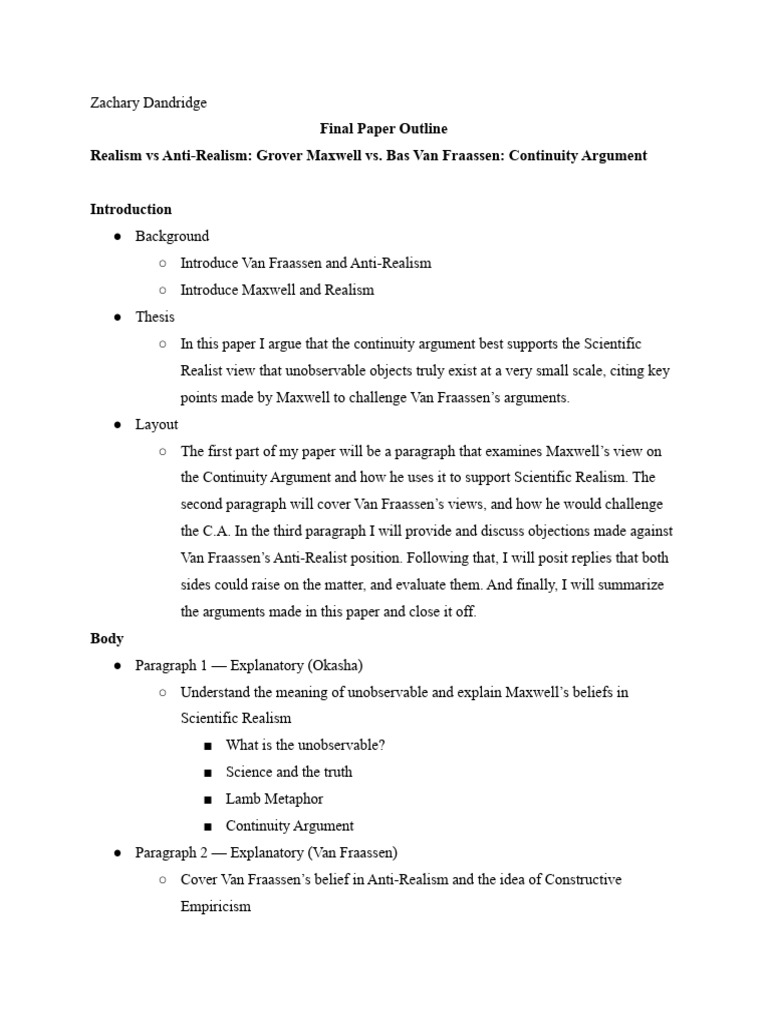 Final Paper Outline | PDF | Metaphysics | Philosophical Theories