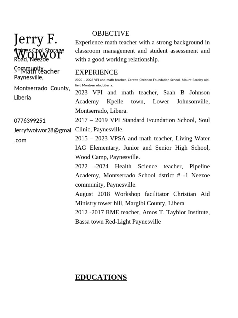 Jewor CV | PDF | Career & Growth | Social Science