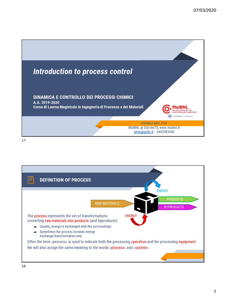 Lezione 2 - Introduction To Process Control | PDF | Control Theory
