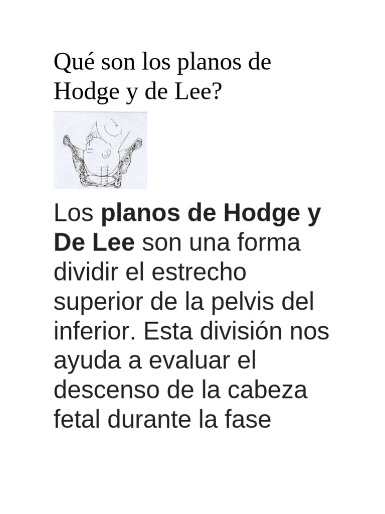 Planos de Hodge y De Lee en Obstetricia | PDF | Crecimiento personal y ...