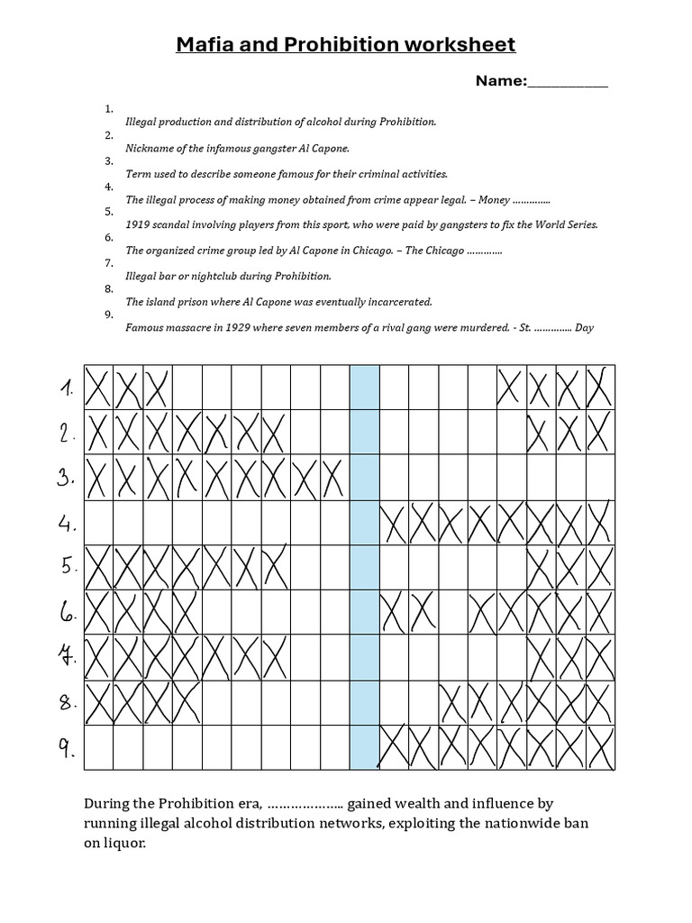 Mafia and Prohibition Worksheet: Name | PDF