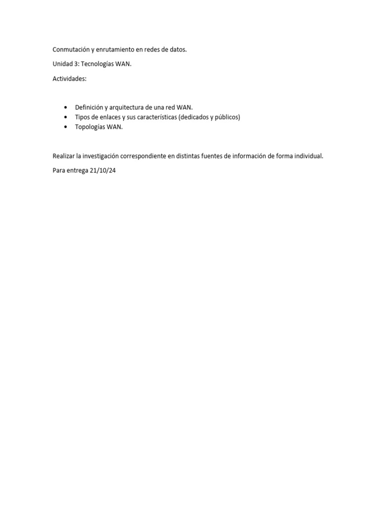 Conmutación y Enrutamiento en Redes de Datos-u3-Act-1 | PDF | Informática | Tecnología