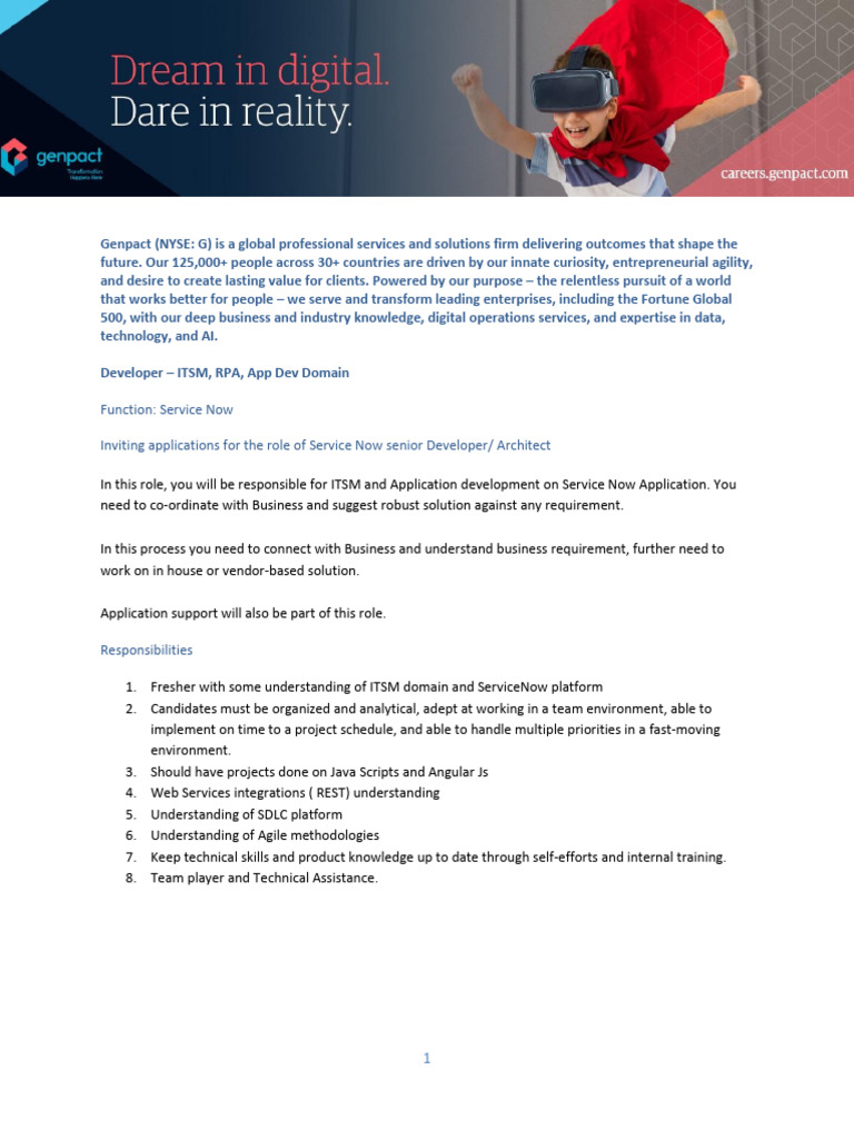 ServiceNow Developer Job at Genpact | PDF | Computing