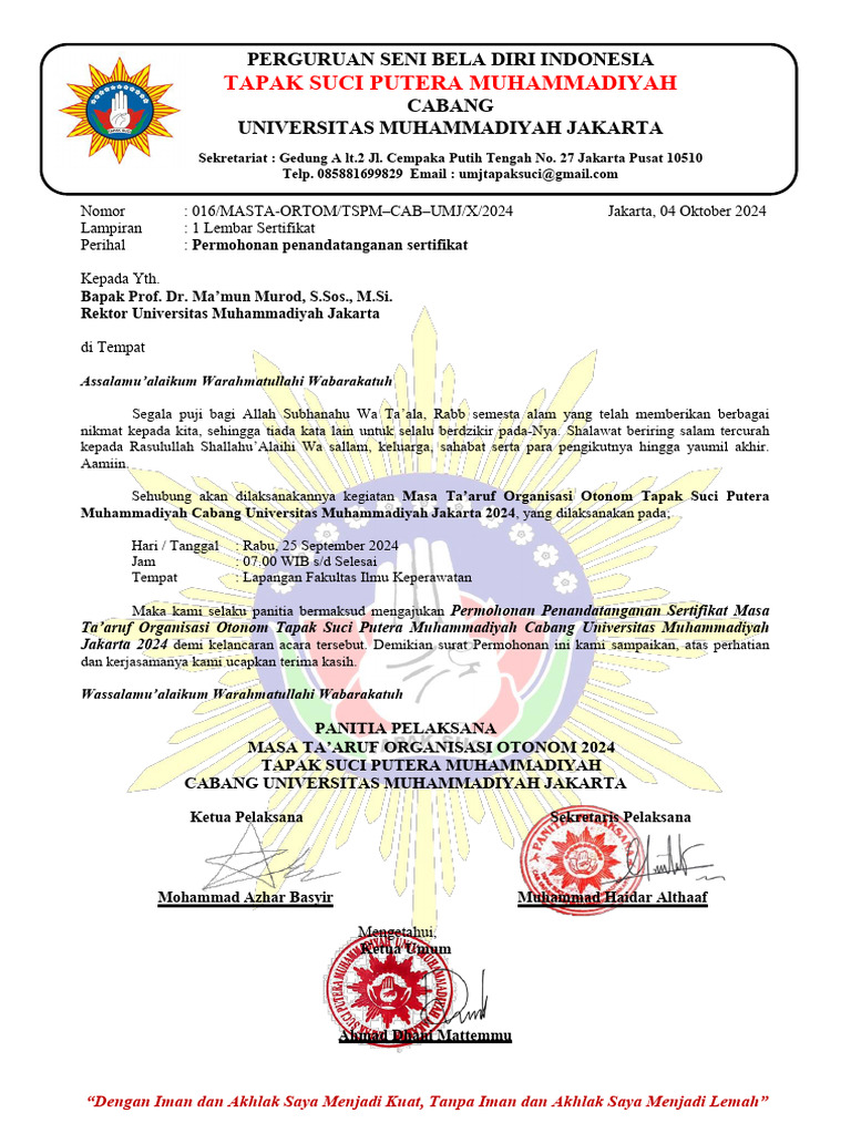 Surat Permohonan Penandatanganan Sertifikat | PDF