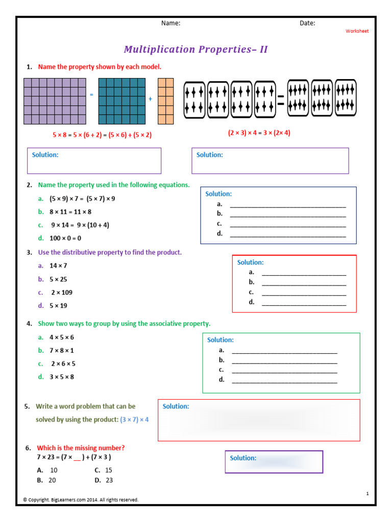 Multiplication Properties - II | PDF | Mathematics | Mathematical Objects