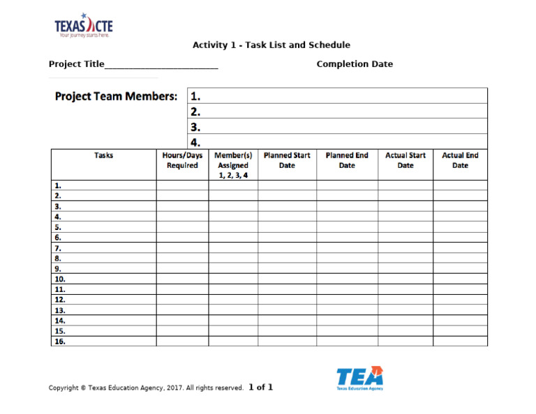 Activity 1 - Task List and Schedule - 1 | PDF | Business