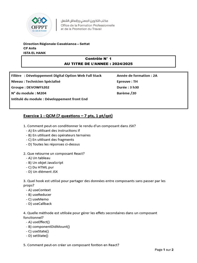 Examen Dév Web Full Stack | PDF | JavaScript | Ingénierie informatique